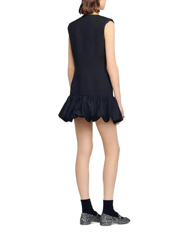 Sandro Button Front Bubble Hem Dress