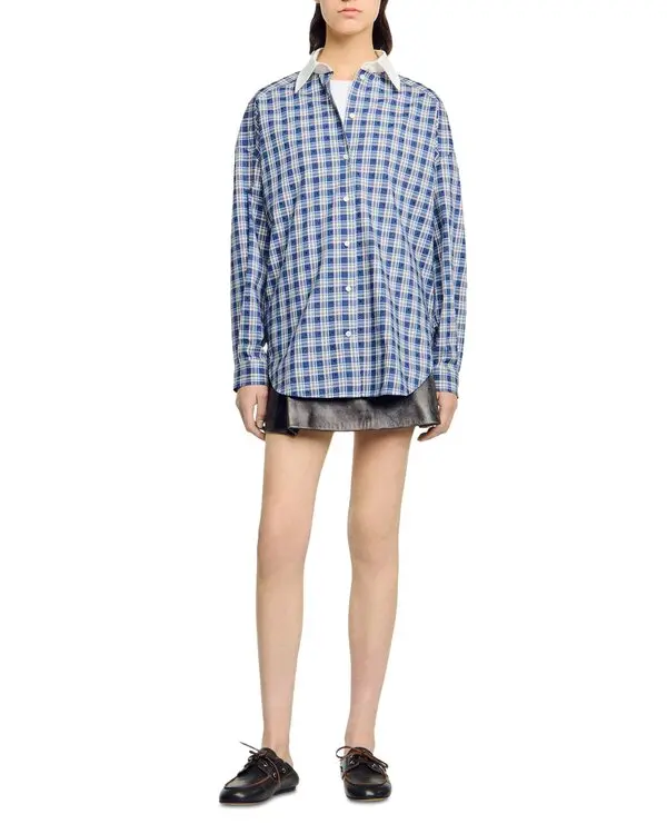 Sandro Rhinestone Check Shirt