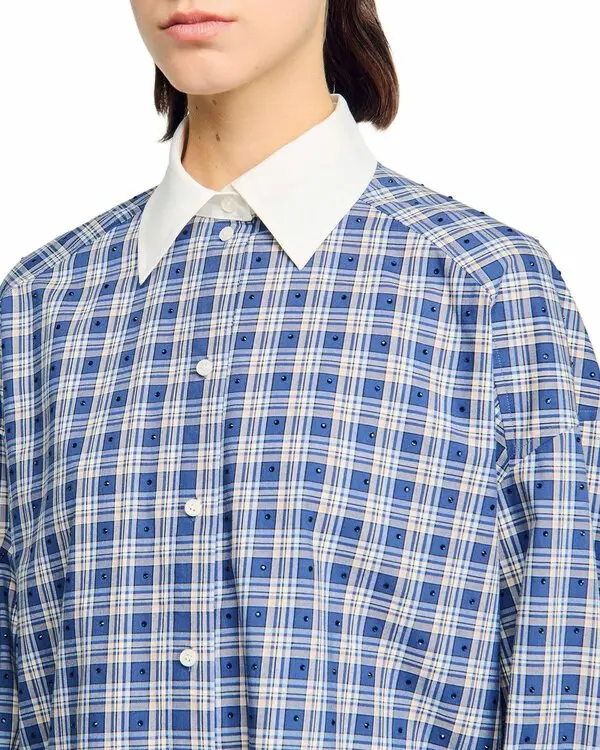 Sandro Rhinestone Check Shirt