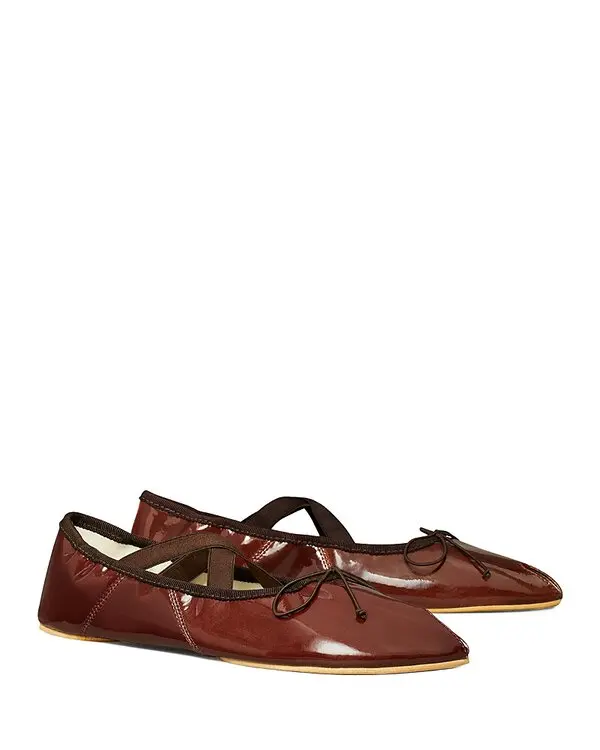 Tory Burch Mary Jane Bow Flats - Russet Brown