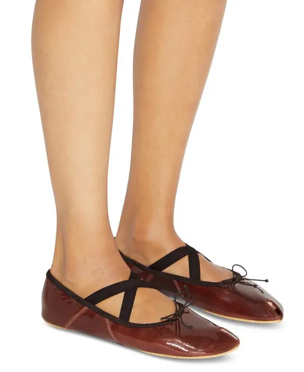 Tory Burch Mary Jane Bow Flats - Russet Brown