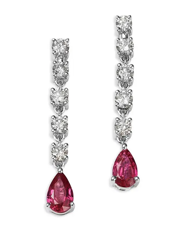 Bloomingdale'S Ruby And Champagne Diamond Drop Earrings - Red/white