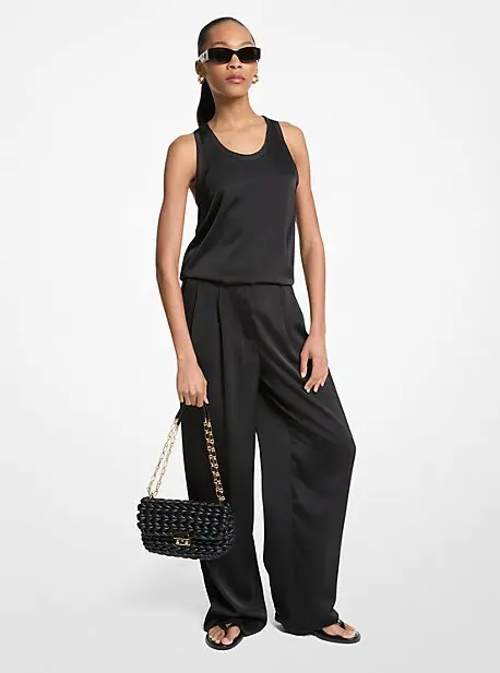 Michael Kors Drapey Satin Wide Leg Pants - Black