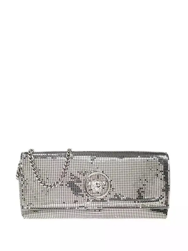 Versace La Medusa Metal Mesh Clutch - Silver