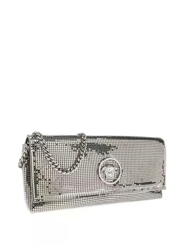 Versace La Medusa Metal Mesh Clutch - Silver