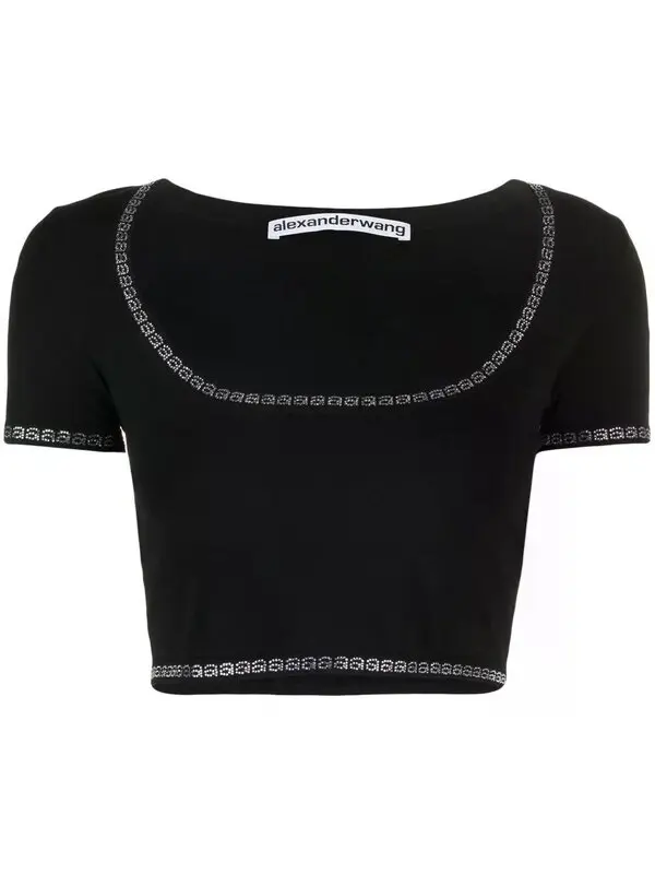 Alexander Wang Scoop-neck Cropped T-shirt - Black