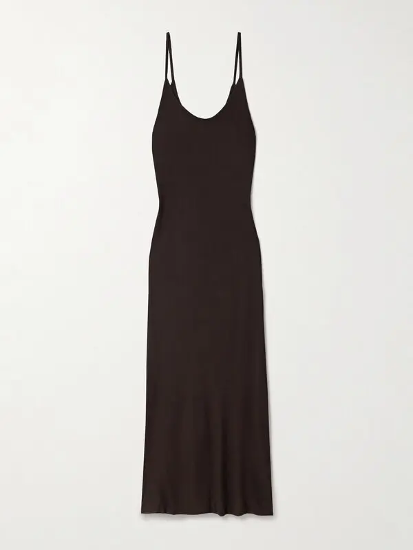 Khaite Leesal Jersey Midi Dress - Brown