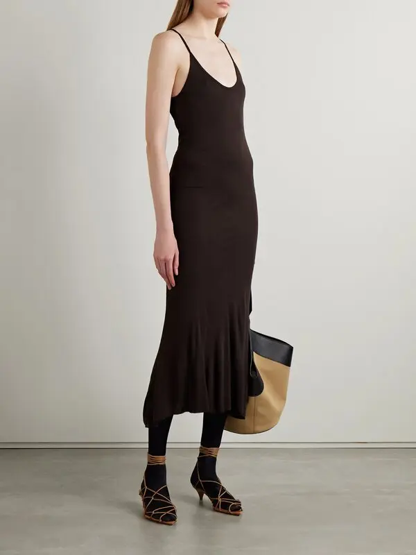 Khaite Leesal Jersey Midi Dress - Brown