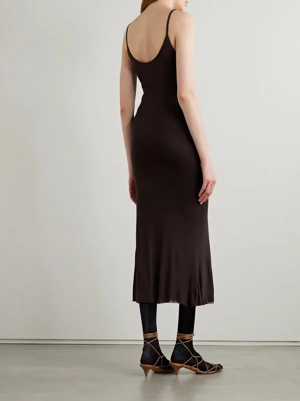 Khaite Leesal Jersey Midi Dress - Brown