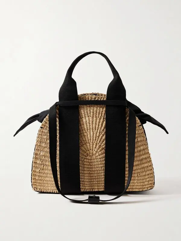 Muuñ Muñ Mina Mini Woven Straw Tote With Canvas Trim