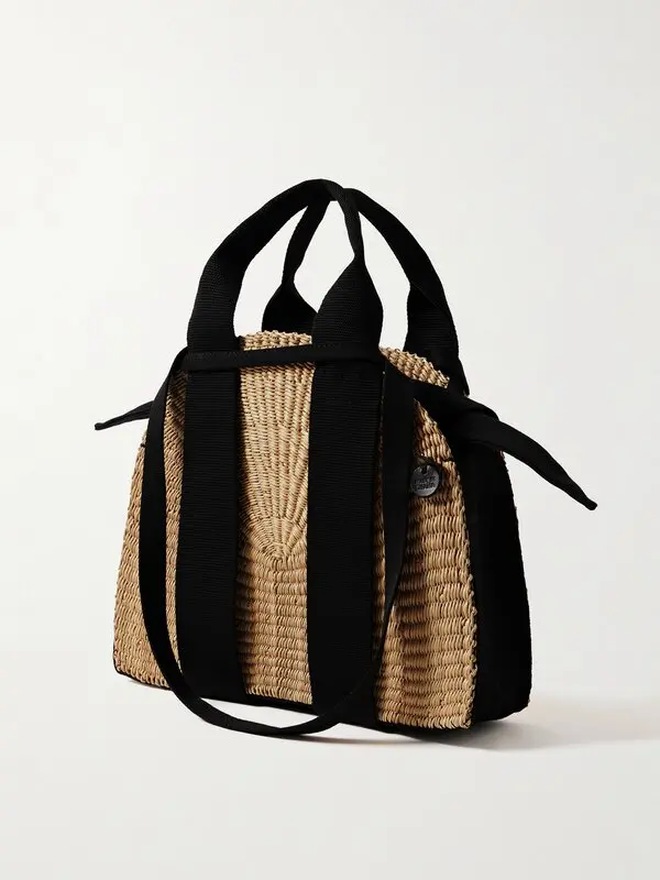 Muuñ Muñ Mina Mini Woven Straw Tote With Canvas Trim