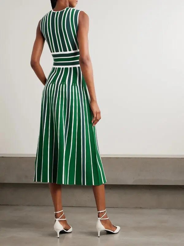 Max Mara Tallone Striped Pointelle-knit Midi Dress