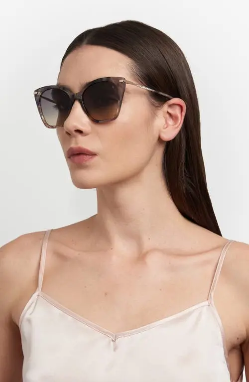 STUART WEITZMAN 56mm Cat Eye Sunglasses - Beige Grey Havana