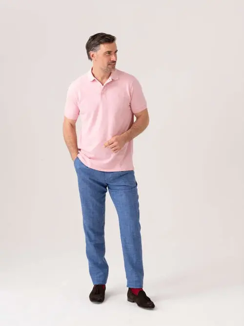 KOY CLOTHING Piqué Cotton Short Sleeve Polo Shirt - Pink