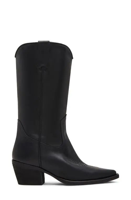 Steve Madden Albany Western Boots - Black Leather