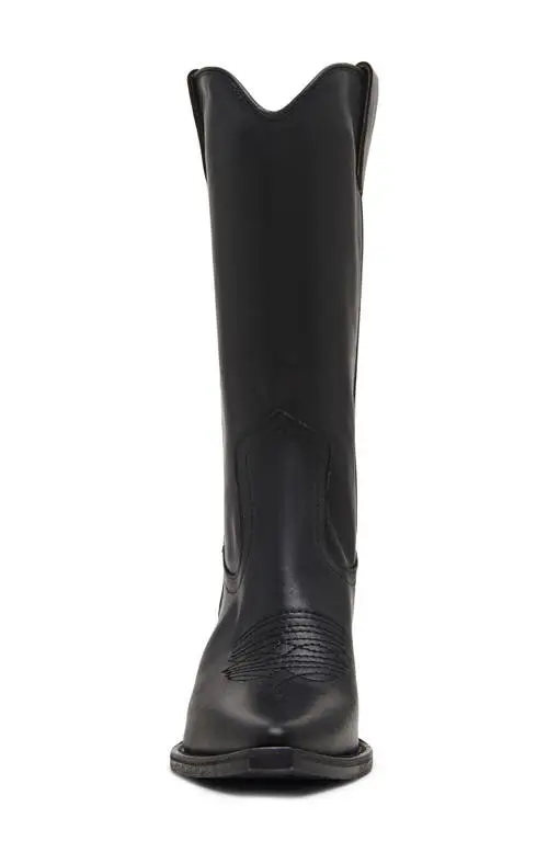 Steve Madden Albany Western Boots - Black Leather