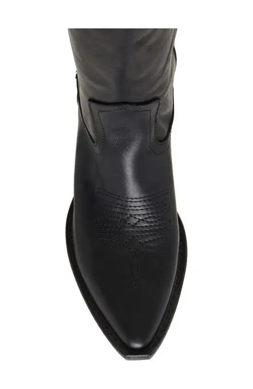Steve Madden Albany Western Boots - Black Leather