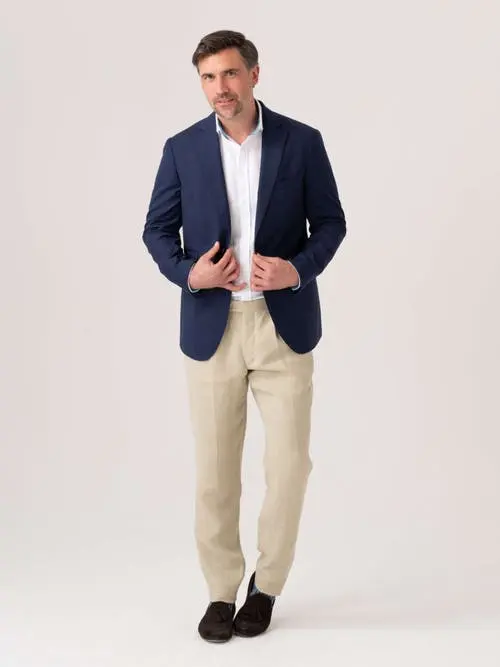 KOY CLOTHING Tailored Wool Blazer - Navy