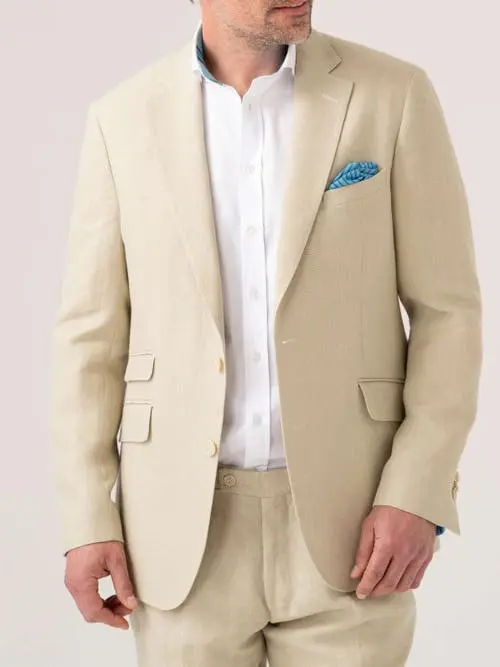 KOY CLOTHING Linen Wool Silk Blend Blazer - Beige