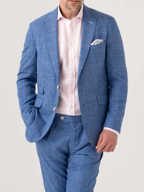KOY CLOTHING Linen Blend Blazer - Blue