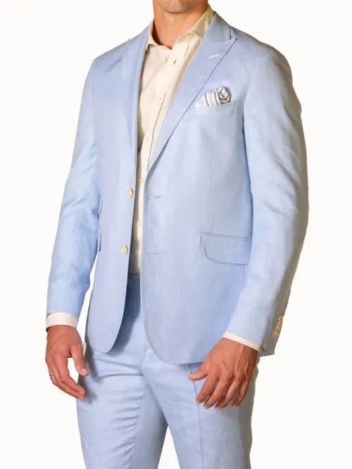 KOY CLOTHING Linen Blend Blazer - Light Blue