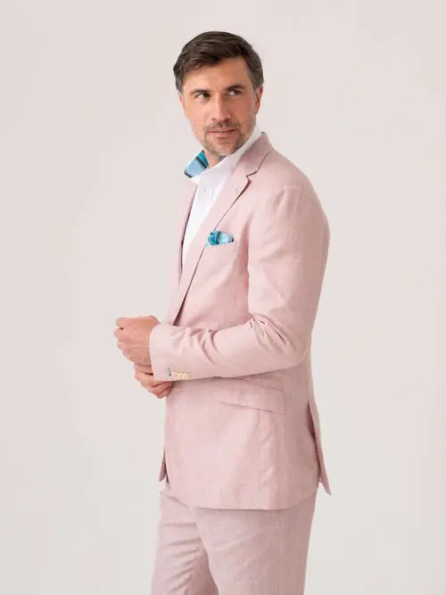 KOY CLOTHING Linen Blend Blazer - Pink