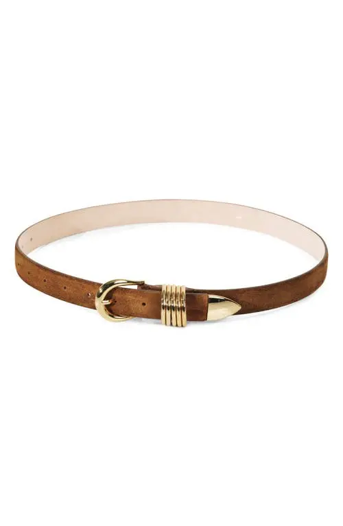 DEHANCHE Suede Belt With Polished Hardware - Ochre/gold