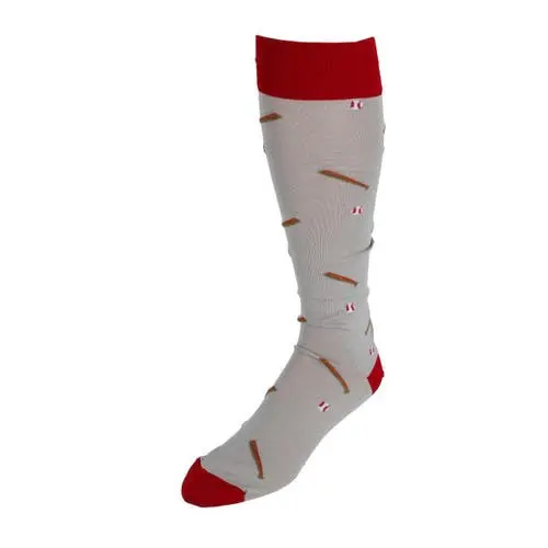 Trafalgar Home Run Baseball & Bat Over-the-calf Dress Socks - Ash Grey