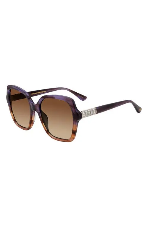 STUART WEITZMAN 56mm Square Sunglasses - Brown Horn