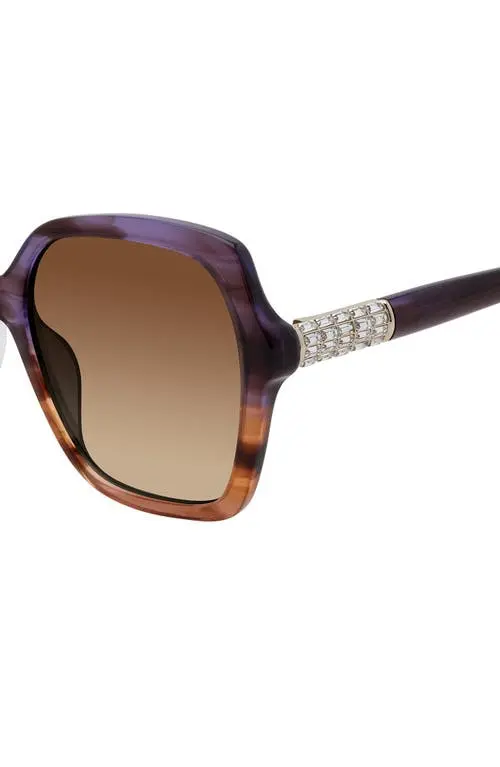 STUART WEITZMAN 56mm Square Sunglasses - Brown Horn