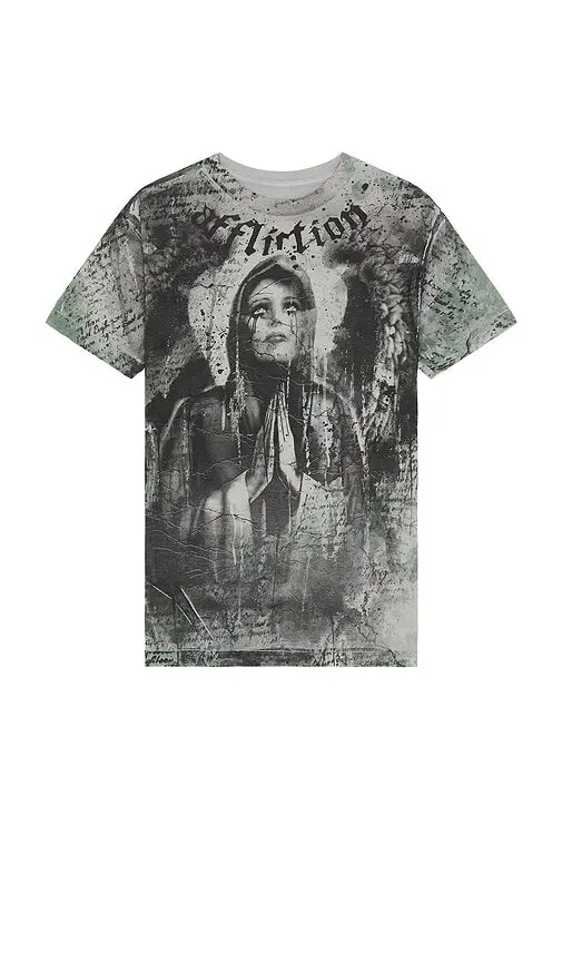 AFFLICTION Mourning Tee In Grey - Silver Reactive