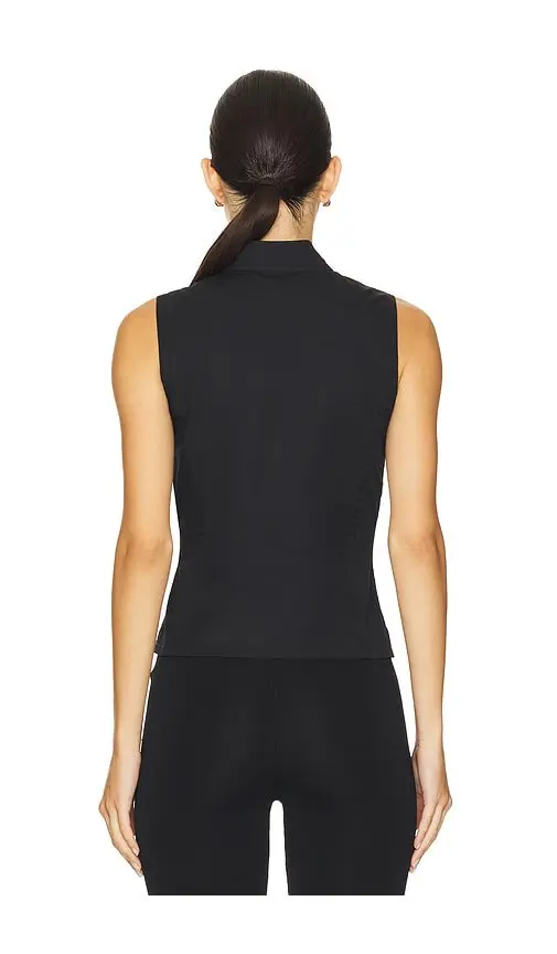 EAVES Aven Zip-up Vest Top In Cotton - Black