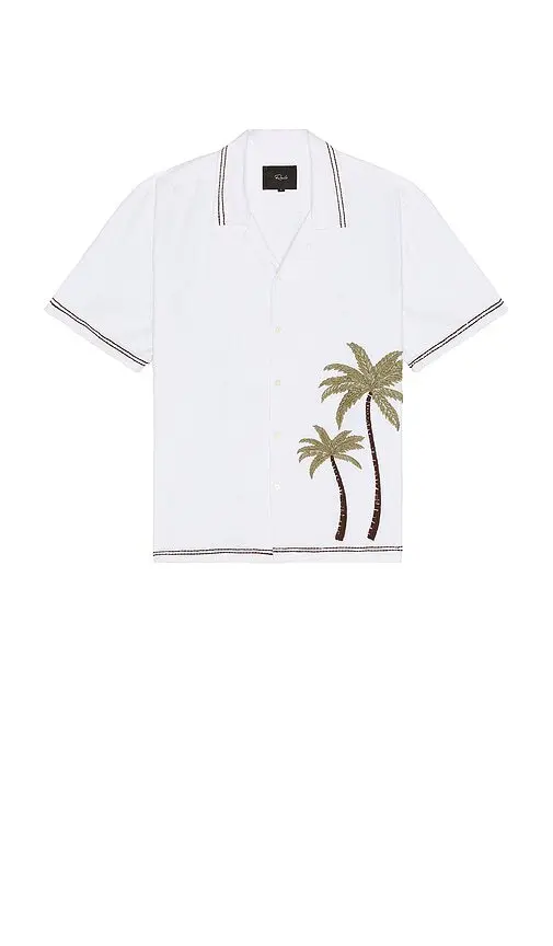 Rails Gibson Camp Shirt In White - White Brown Palm