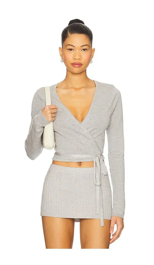 Frankies Bikinis Whisper Knit Wrap Top - Grey