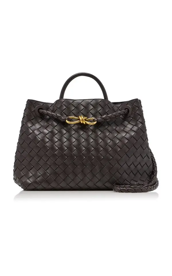 Bottega Veneta Andiamo Intrecciato Leather Top Handle Bag - Brown