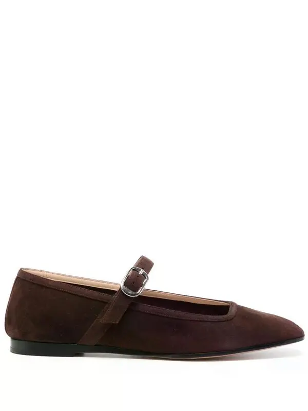 Le Monde Beryl Buckled Suede Ballerina Shoes