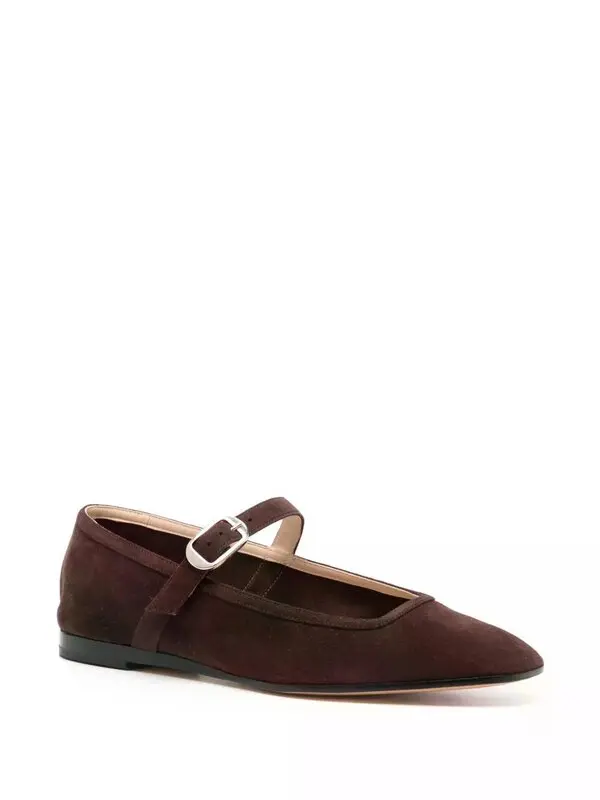Le Monde Beryl Buckled Suede Ballerina Shoes