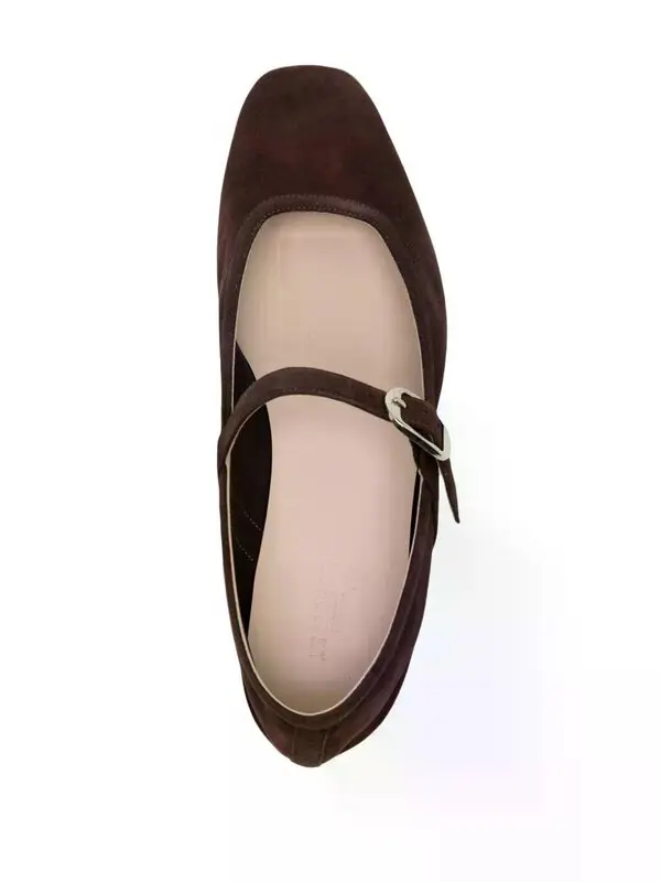 Le Monde Beryl Buckled Suede Ballerina Shoes