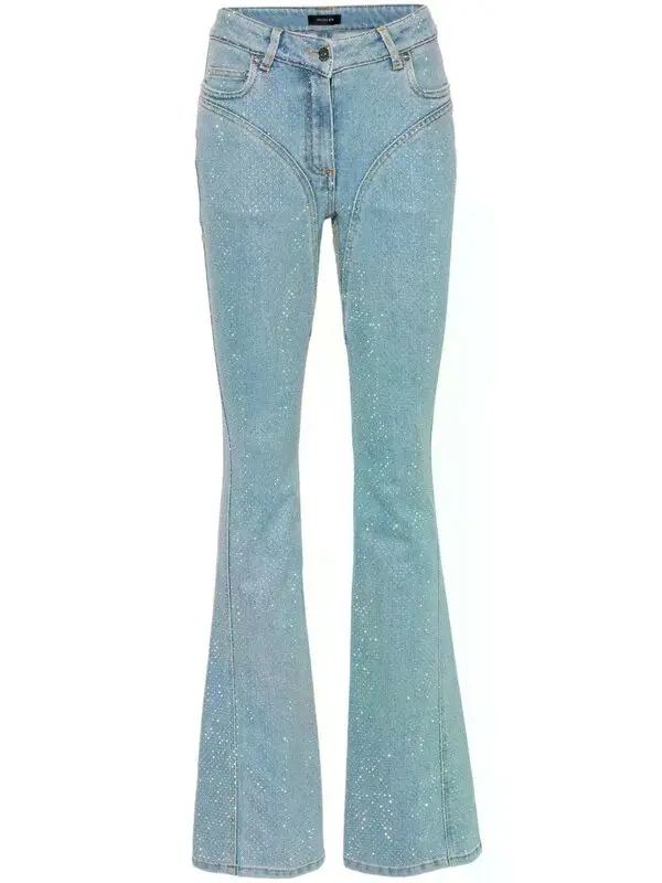 MUGLER Rhinestone-embellished Flared Jeans