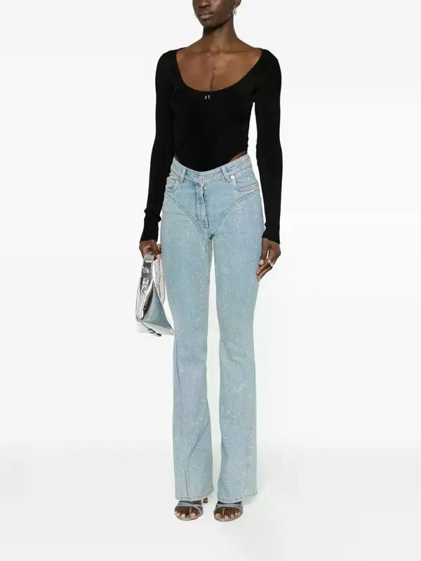 MUGLER Rhinestone-embellished Flared Jeans