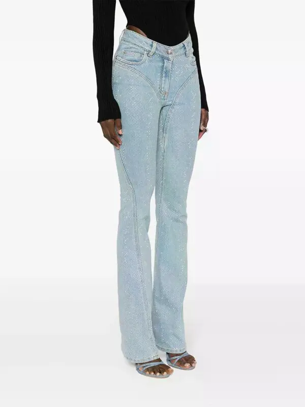 MUGLER Rhinestone-embellished Flared Jeans