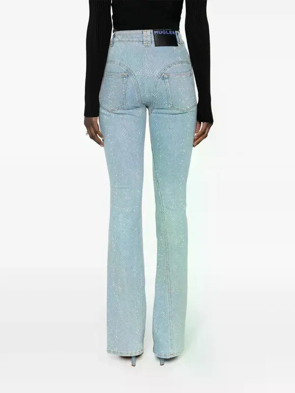 MUGLER Rhinestone-embellished Flared Jeans