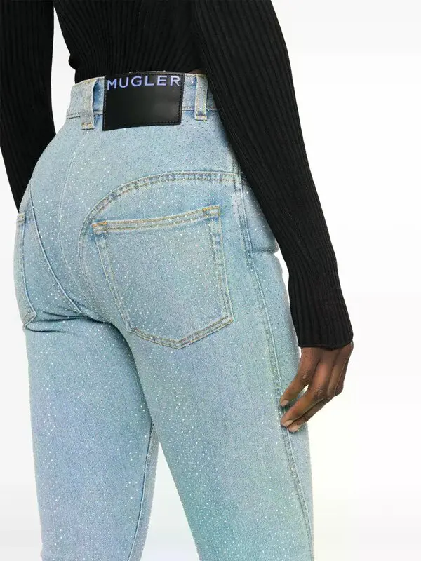 MUGLER Rhinestone-embellished Flared Jeans