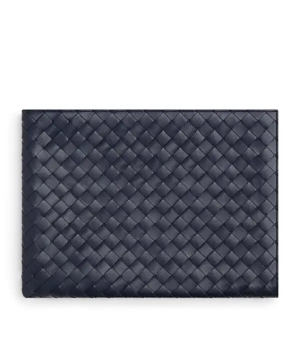 Bottega Veneta Leather Intrecciato Zip Pouch - Green