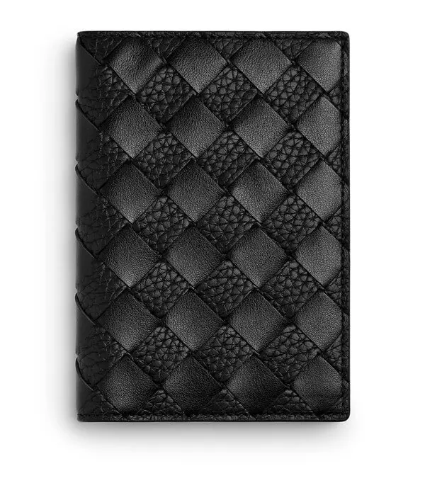 Bottega Veneta Leather Intrecciato Passport Holder - Black