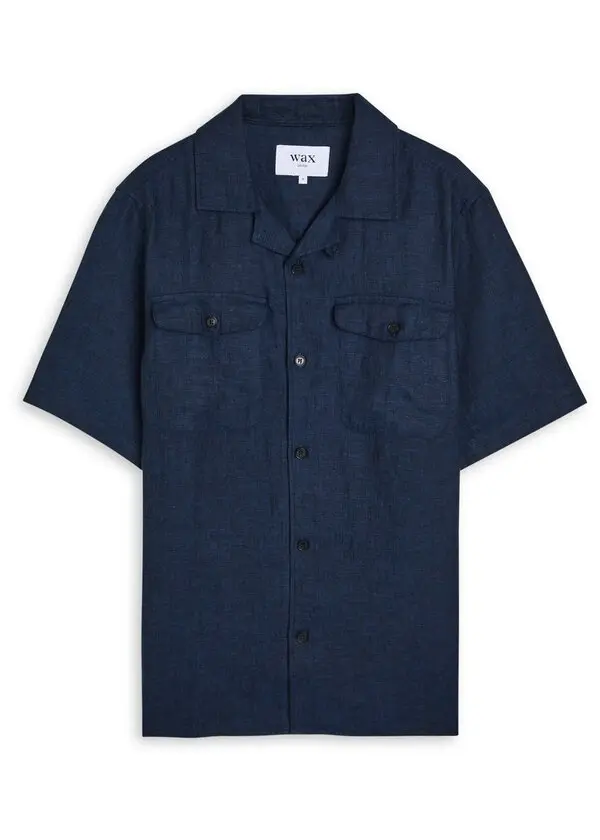 WAX LONDON Bartlett Linen Shirt - Navy
