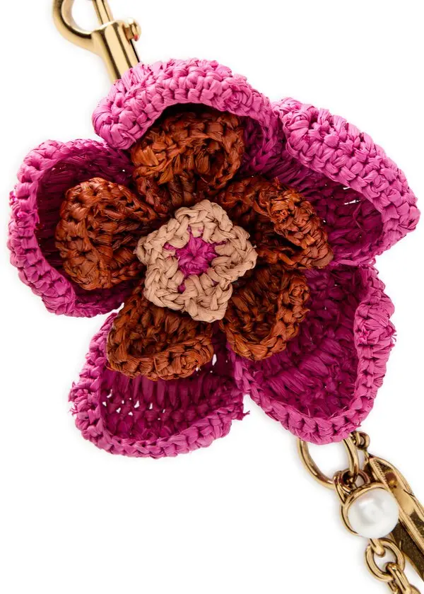 Chloé Floral Raffia And Metal Key Chain - Violet