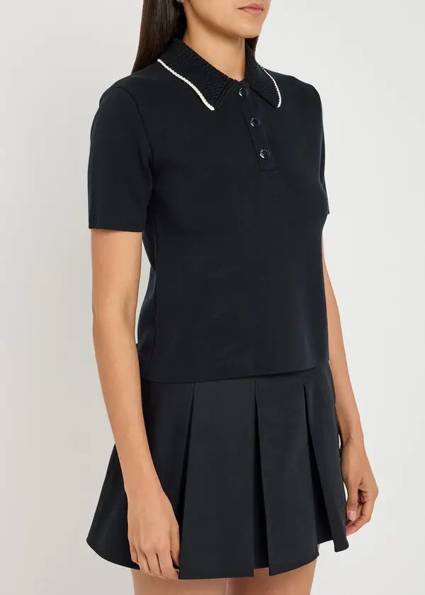 Moncler Cotton Polo Shirt With Knit Collar