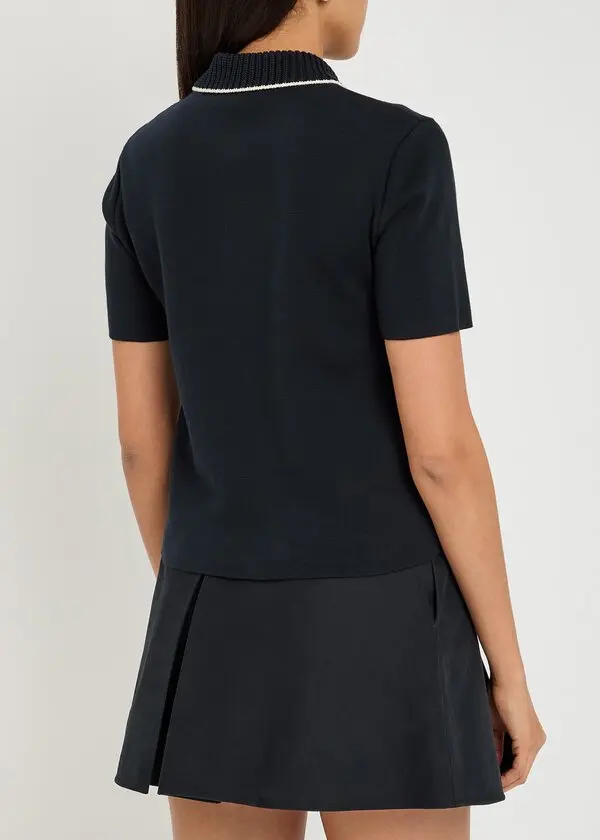 Moncler Cotton Polo Shirt With Knit Collar