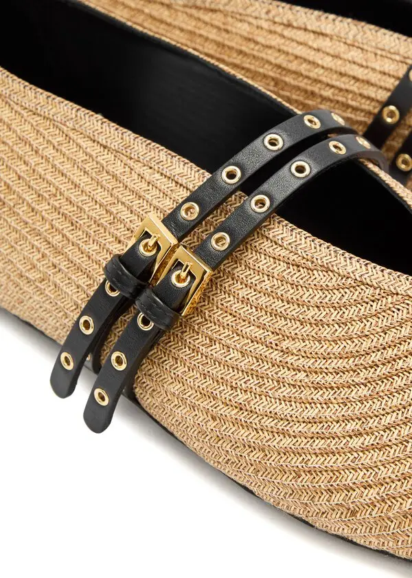 Alaïa Raffia Ballet Flats - Beige